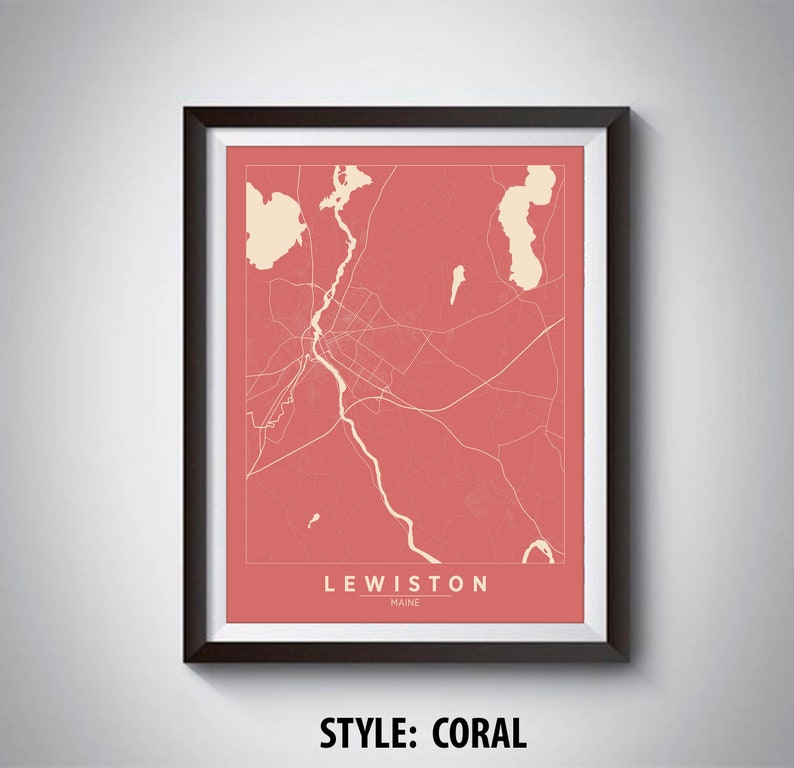Map of Lewiston ME Lewiston Map Lewiston Poster Office - Etsy