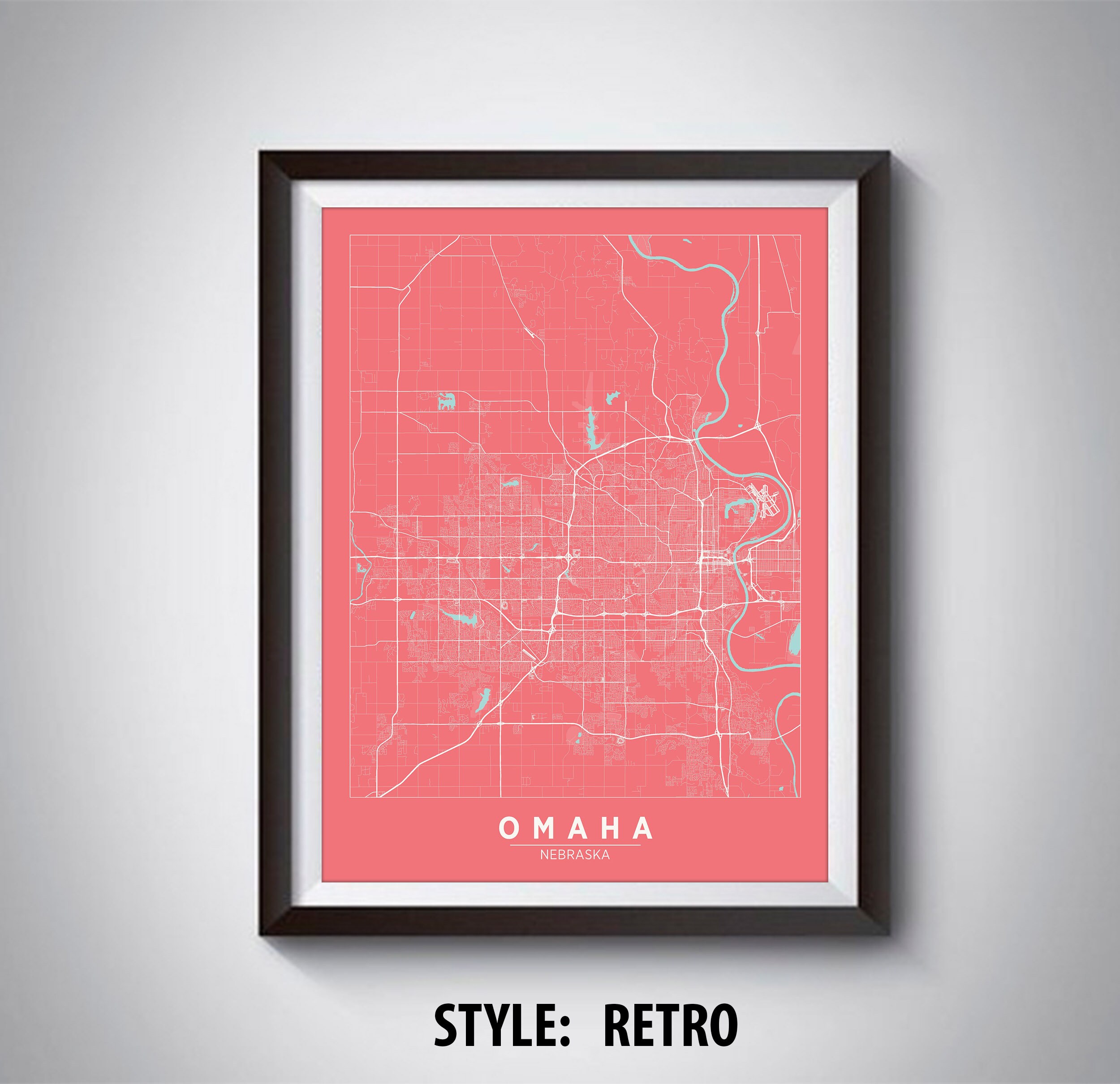 Map of Omaha NE Omaha Map Omaha Poster Office Décor - Etsy