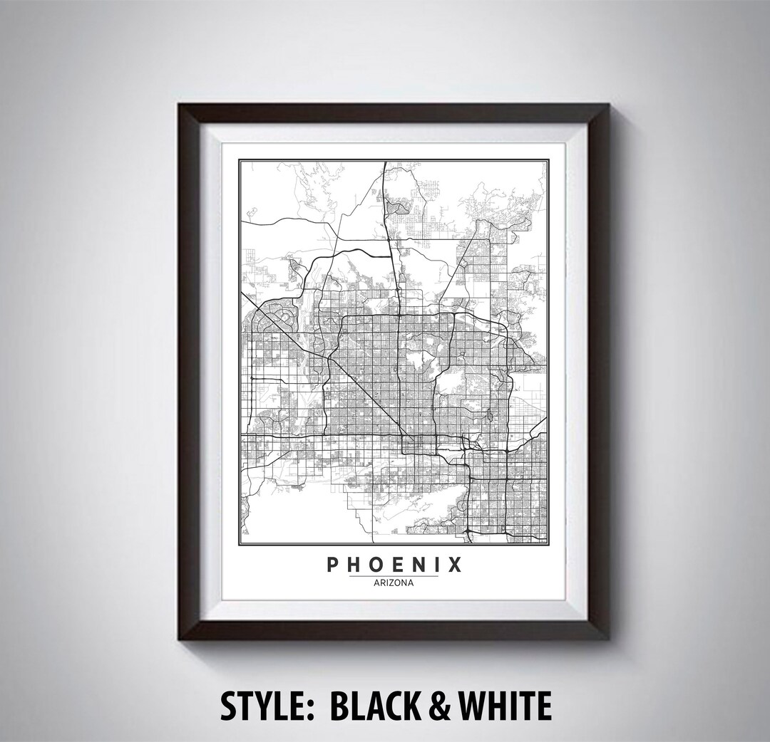 Map of Phoenix, Arizona - Phoenix Map - Phoenix Poster - Office Décor ...