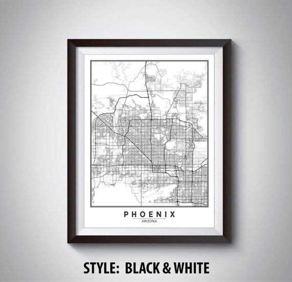 Map of Phoenix Arizona Phoenix Map Phoenix Poster | Etsy