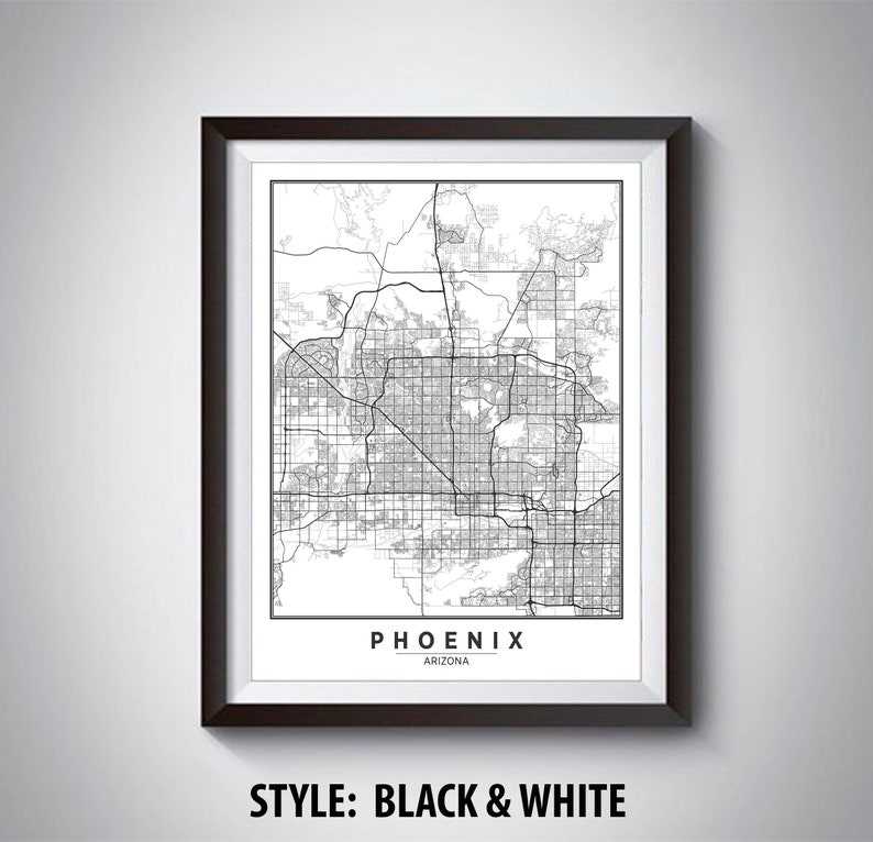 Map of Phoenix Arizona Phoenix Map Phoenix Poster | Etsy