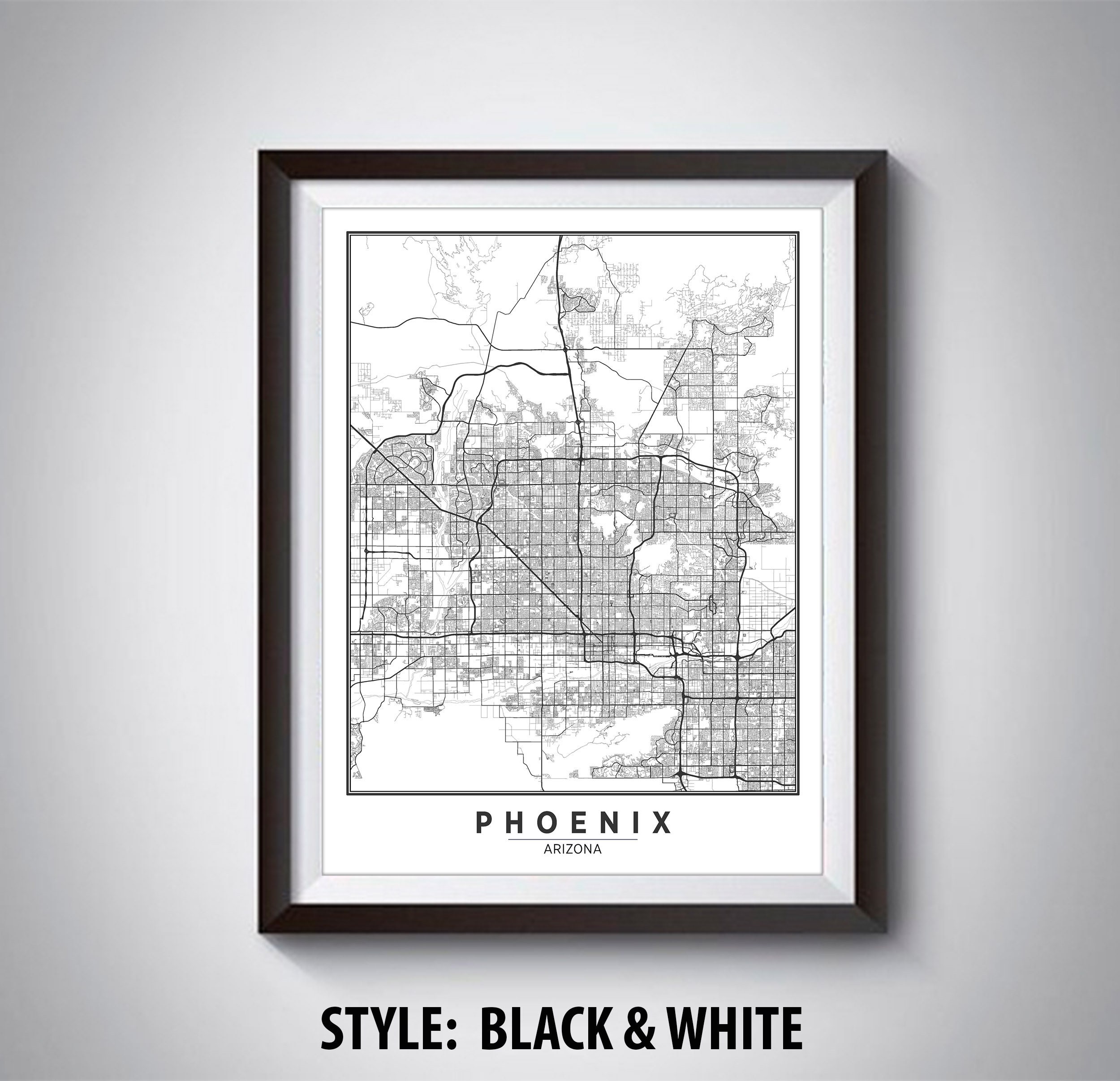 Map of Phoenix Arizona Phoenix Map Phoenix Poster | Etsy