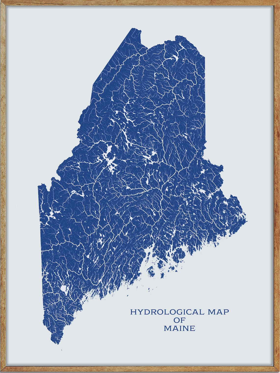 Maine Hydrological Map of Rivers and Lakes Maine Rivers | Etsy