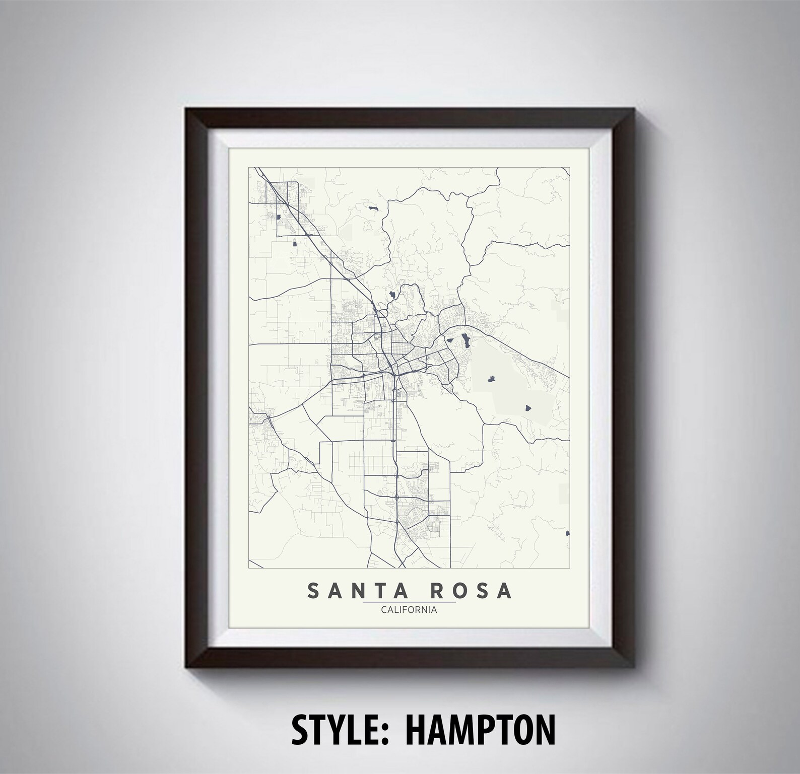 Map of Santa Rosa CA Santa Rosa Map Santa Rosa Poster - Etsy
