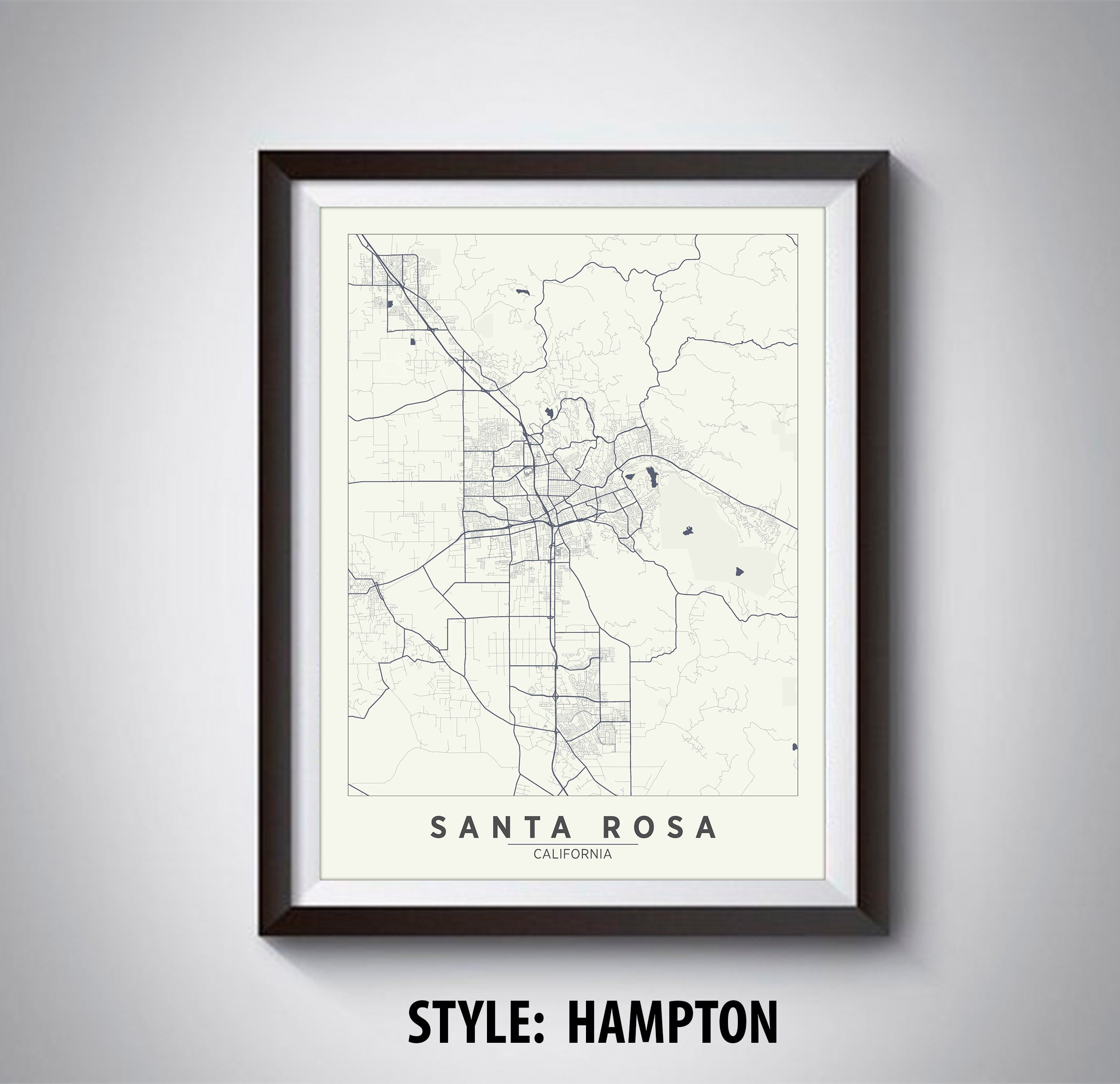 Map of Santa Rosa CA Santa Rosa Map Santa Rosa Poster - Etsy