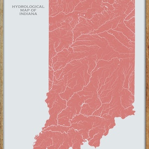 Indiana Rivers and Lakes Map: Hydrological Poster - Etsy