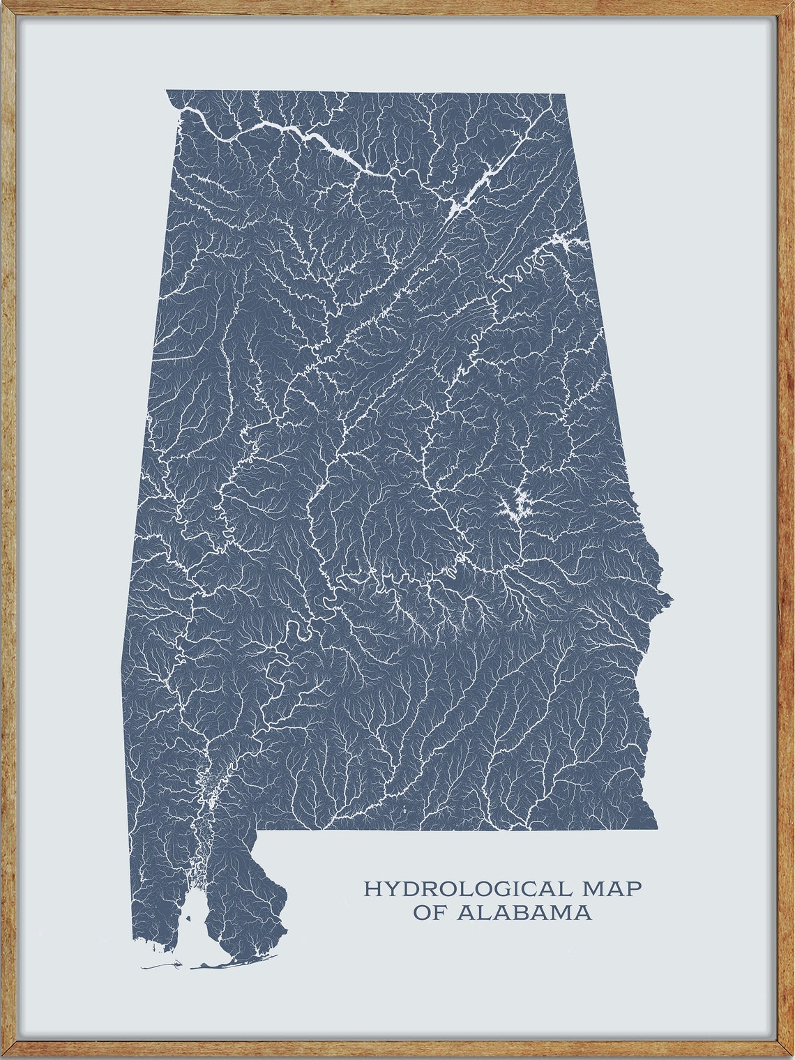 Alabama Hydrological Map of Rivers and Lakes Alabama Rivers | Etsy