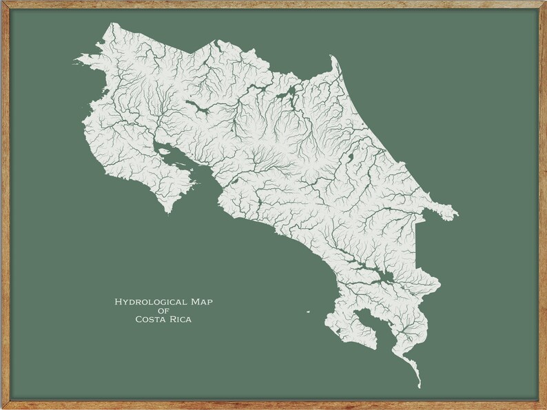 Costa Rica Hydrological Map of Rivers and Lakes Costa Rica | Etsy