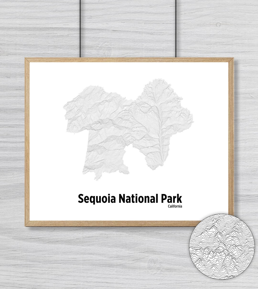 Sequoia National Park Ridgeline Map - Geographic Contours Print of ...