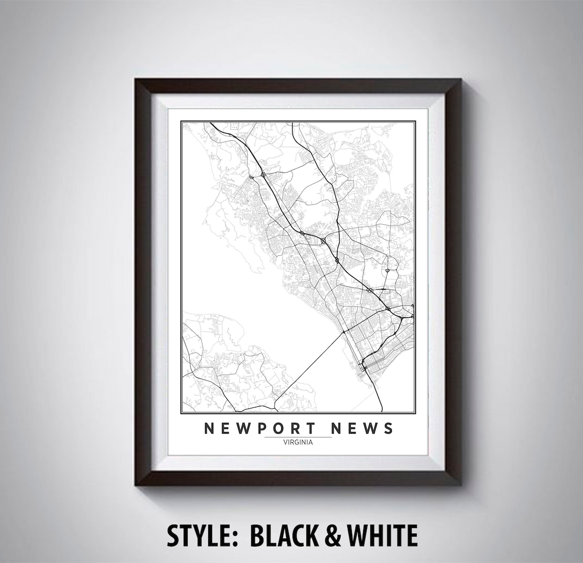 Map of Newport News VA Newport News Map Newport News | Etsy