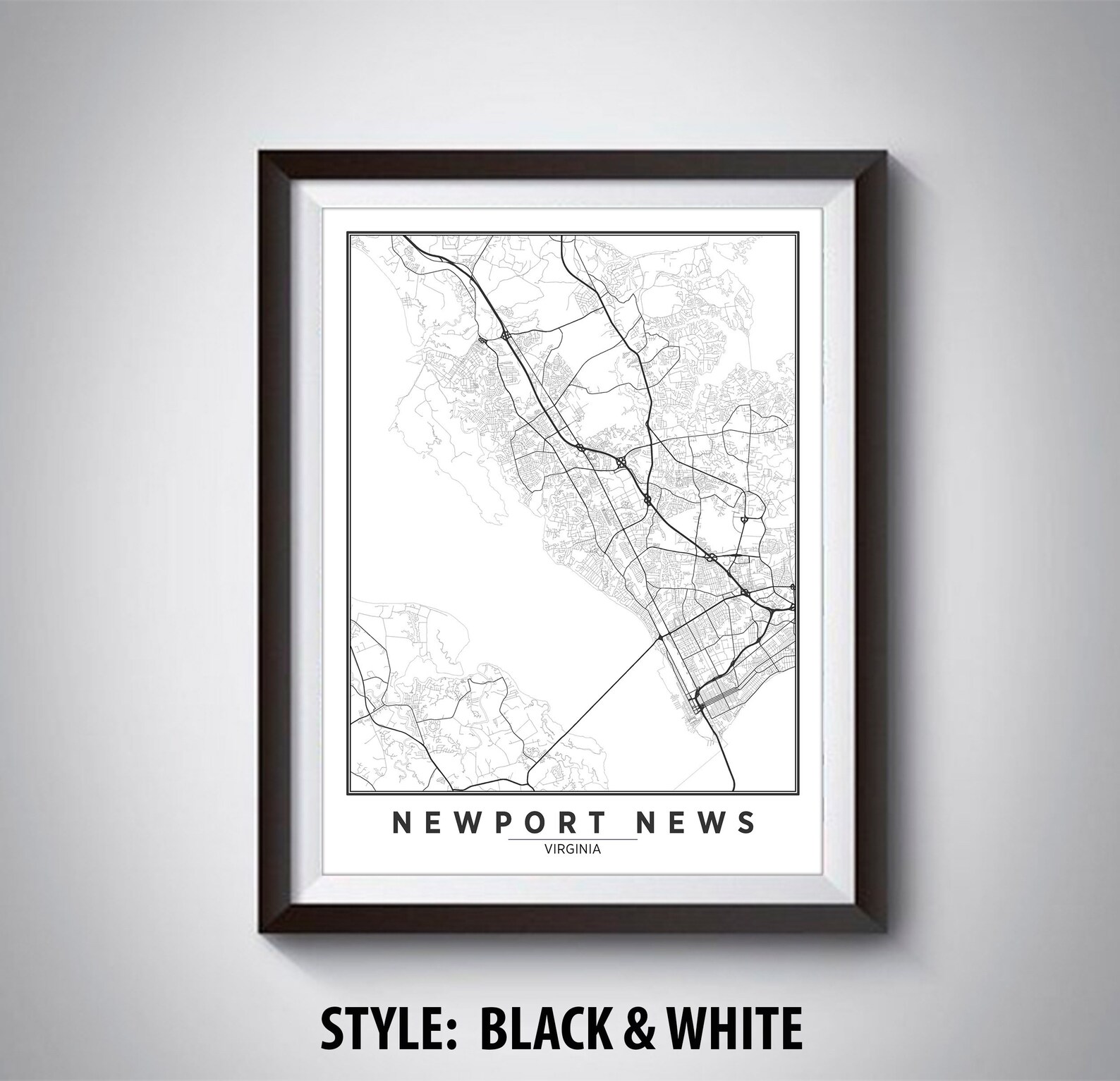 Map of Newport News VA Newport News Map Newport News | Etsy