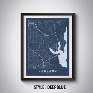 Map of Garland, TX - Garland Map - Garland Poster - Office Décor - Wall ...