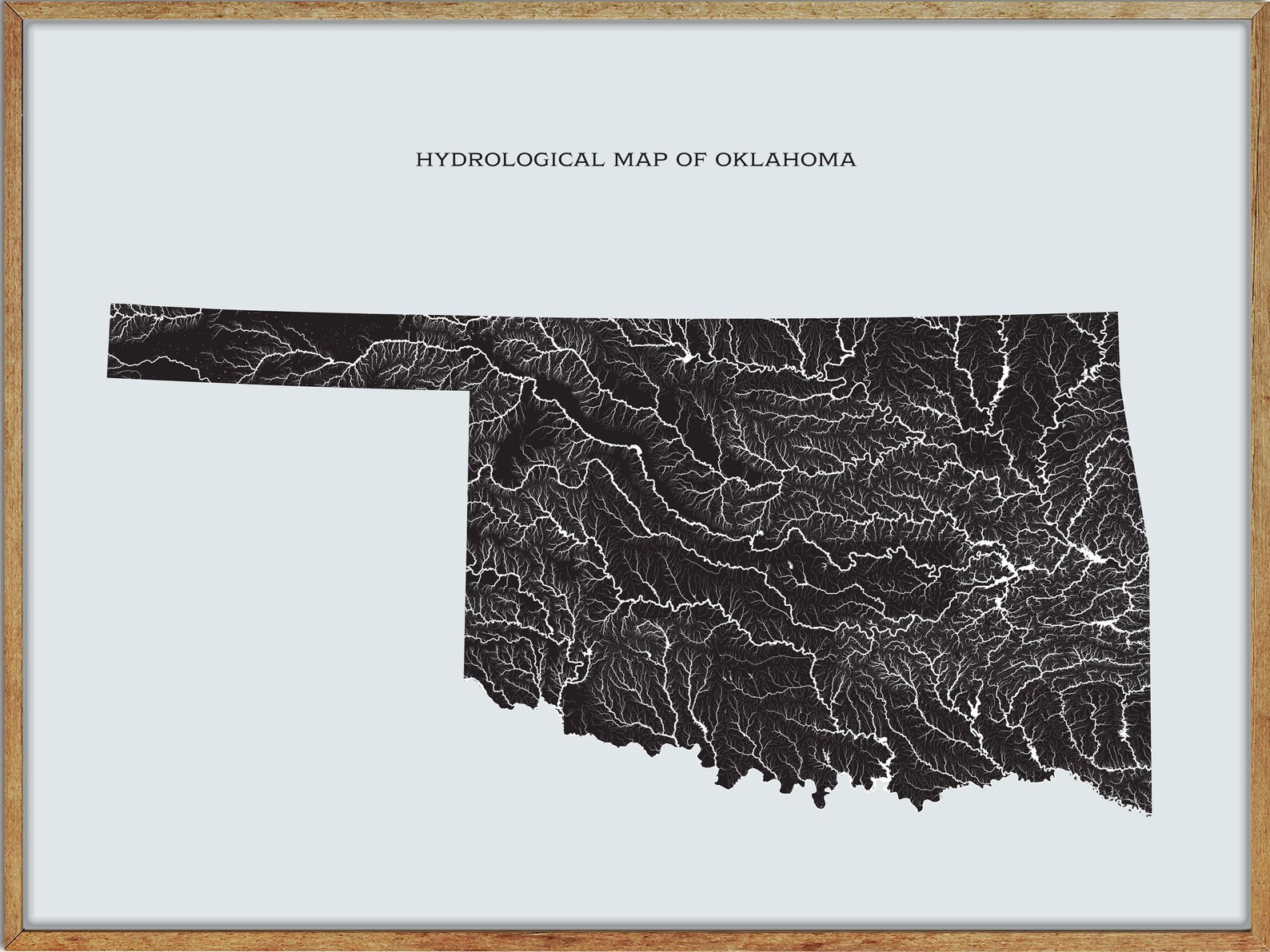 Oklahoma Hydrological Map of Rivers and Lakes Oklahoma Rivers | Etsy