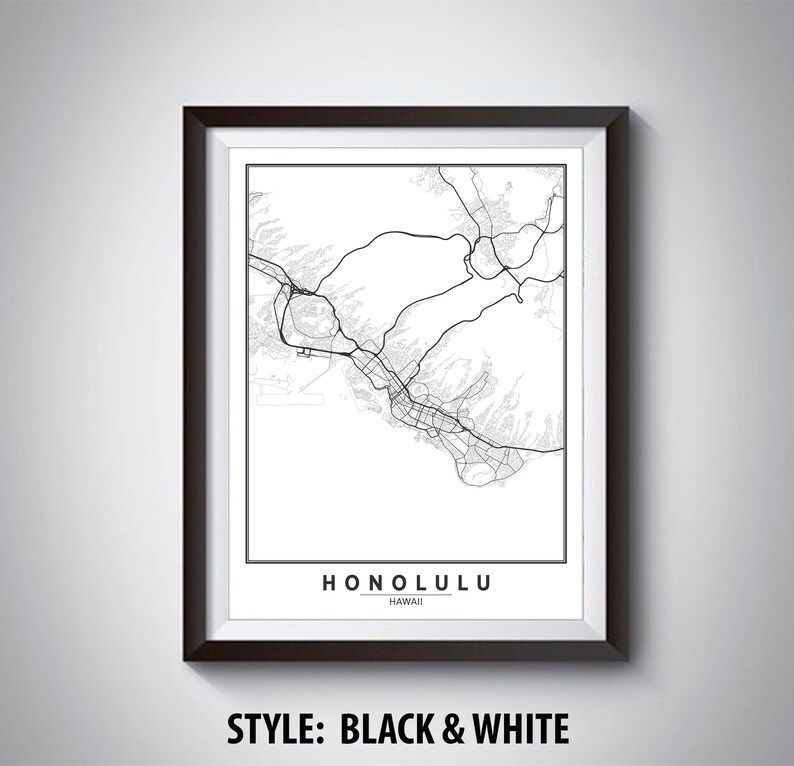 Map of Honolulu HI Honolulu Map Honolulu Poster Office - Etsy