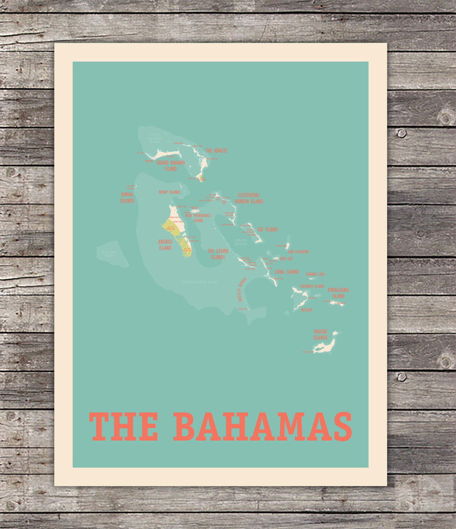 Bahama Islands Map Bahamas Map Carribean Poster Retro | Etsy