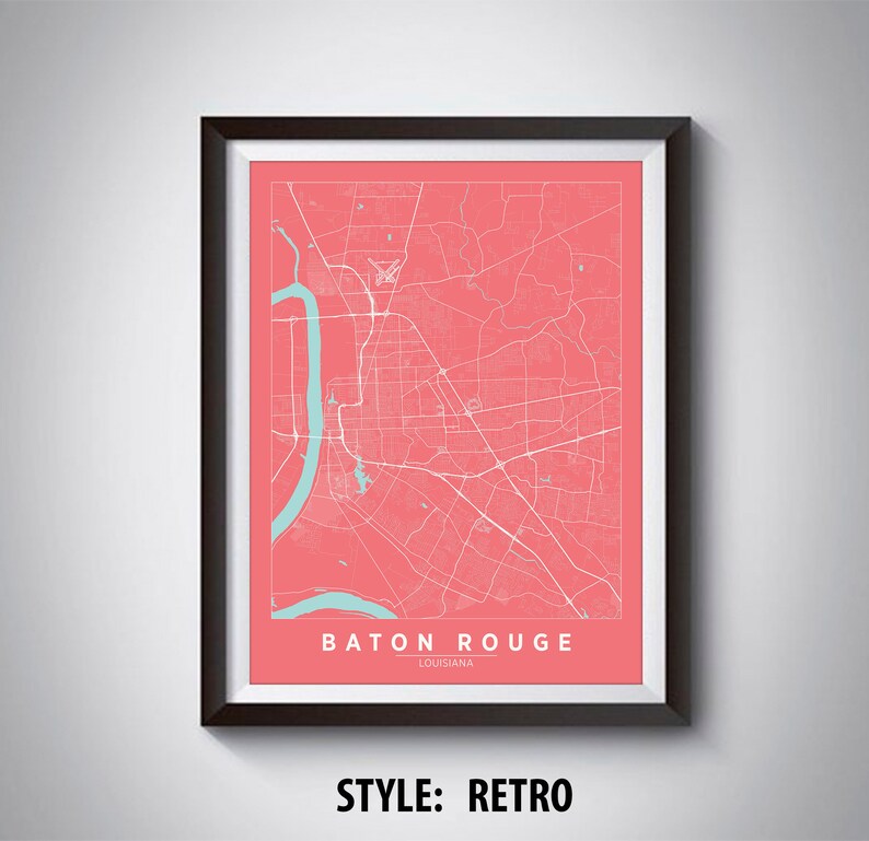 Map of Baton Rouge LA Baton Rouge Map Baton Rouge Poster - Etsy