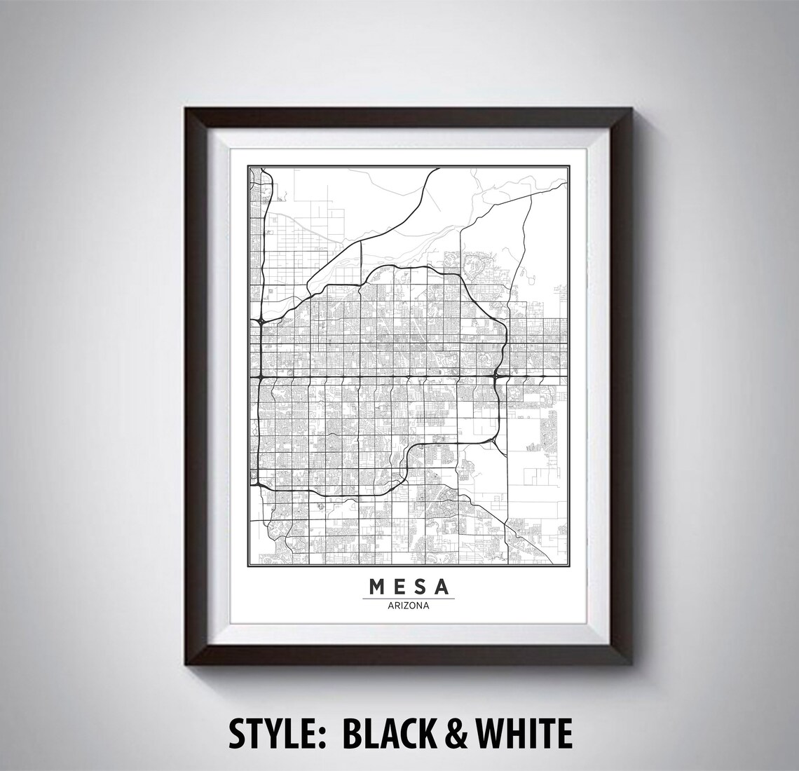 Map of Mesa AZ Mesa Map Mesa Poster Office Décor Wall | Etsy