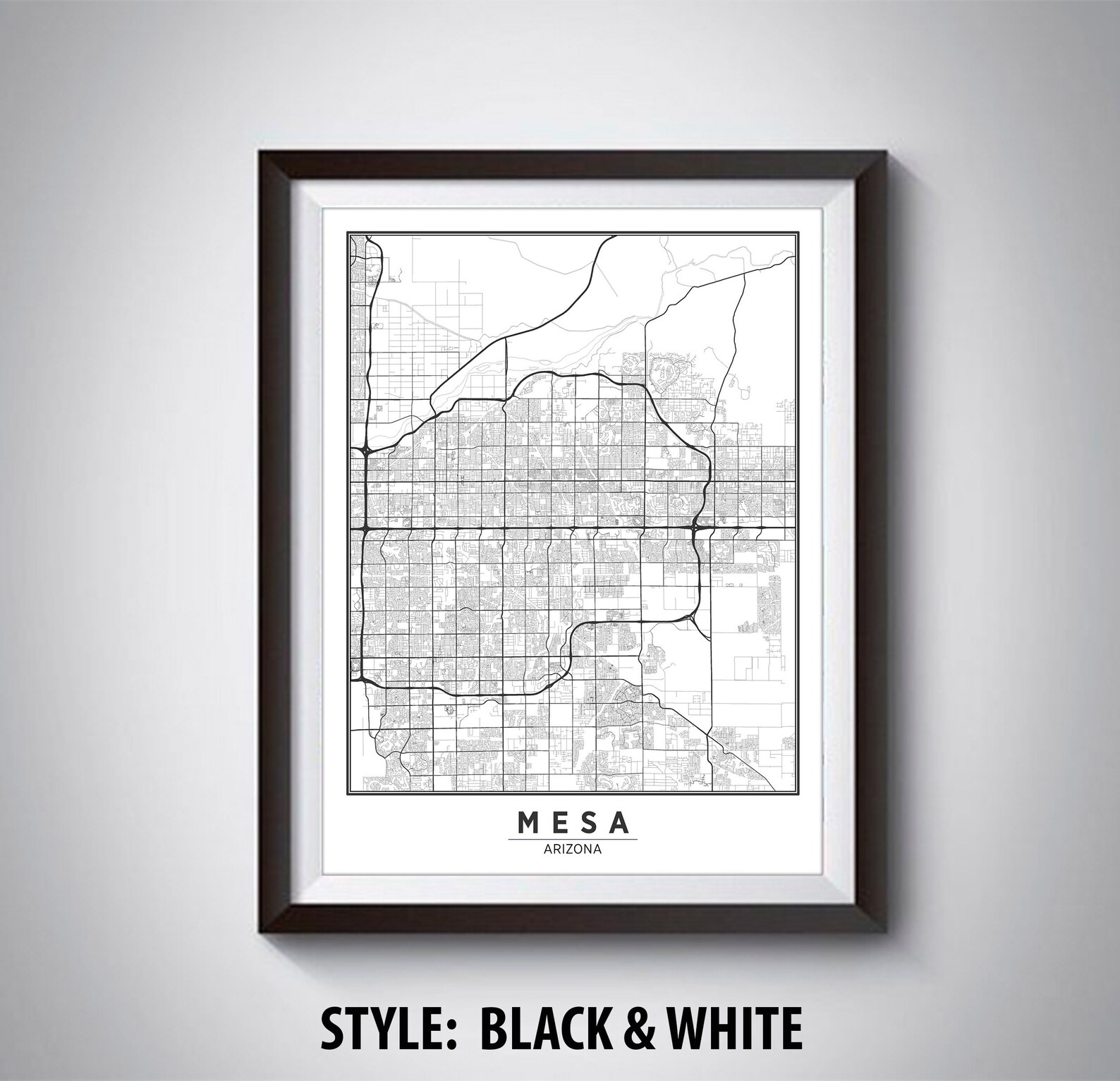 Map of Mesa AZ Mesa Map Mesa Poster Office Décor Wall | Etsy