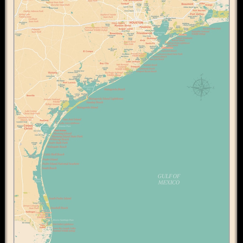 Texas Coast Framed Art - Etsy