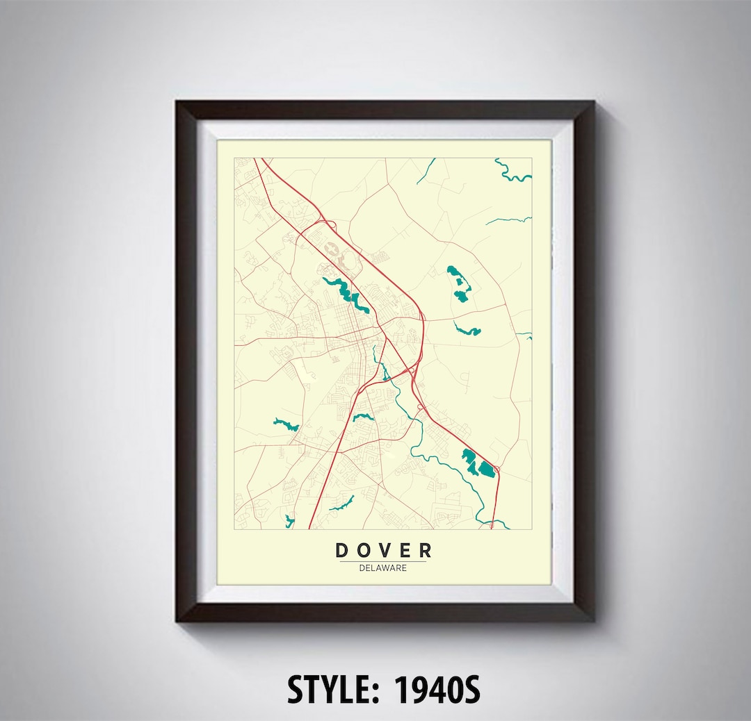 Map of Dover, DE - Dover Map - Dover Poster - Office Décor - Wall Art ...