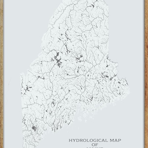Maine Rivers and Lakes Map: Hydrological Poster - Etsy