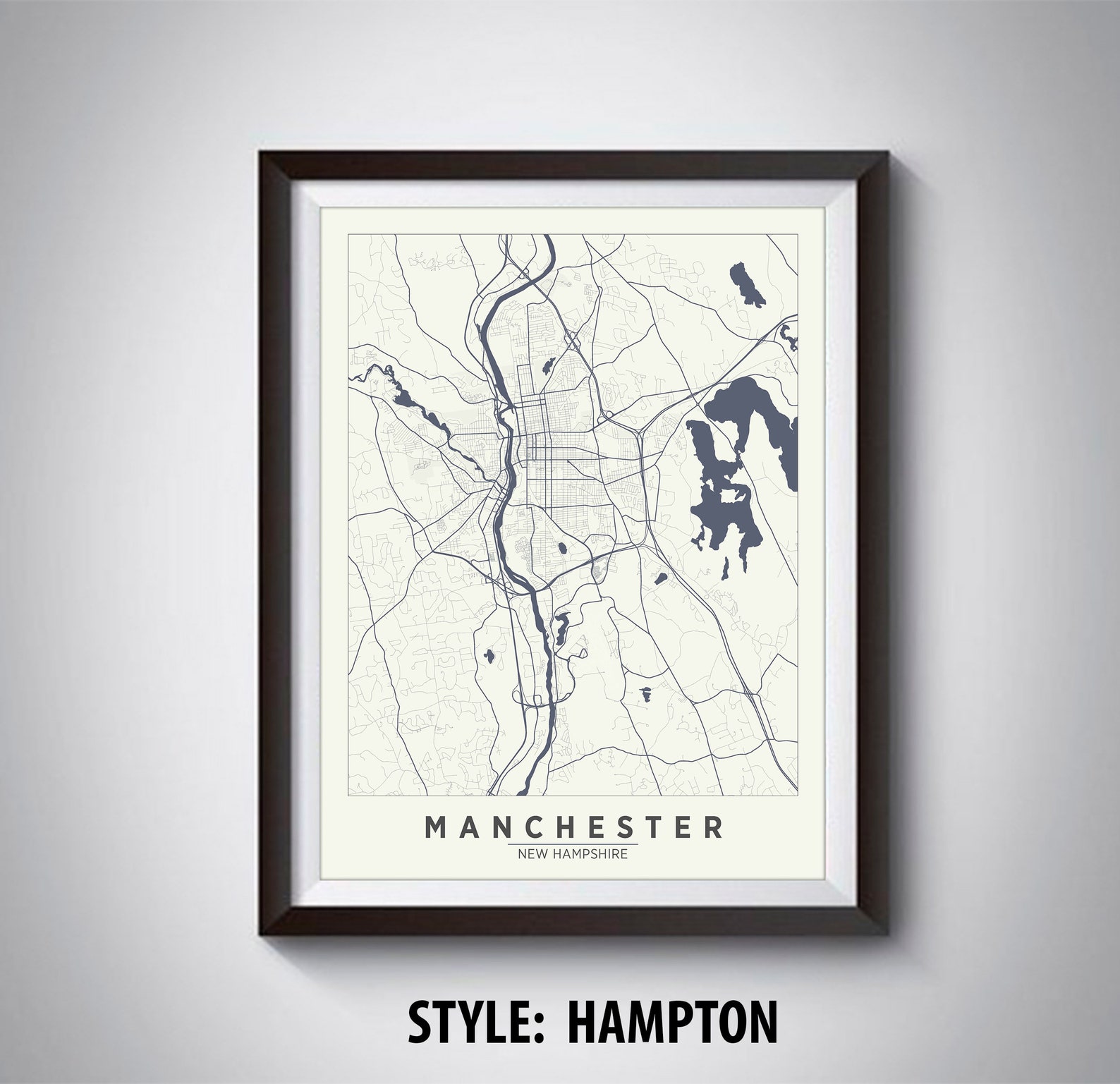 Map of Manchester NH Manchester Map Manchester Poster - Etsy