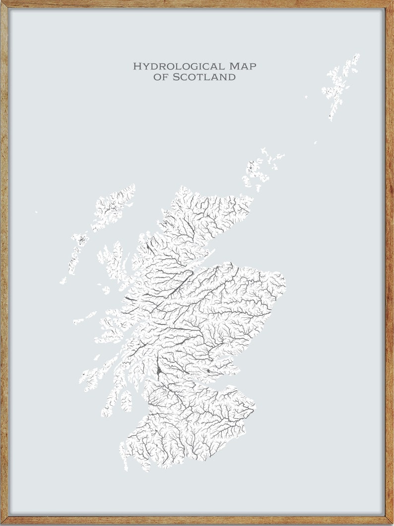 Hydrological Map of the Scotland Rivers and Lakes Print | Etsy