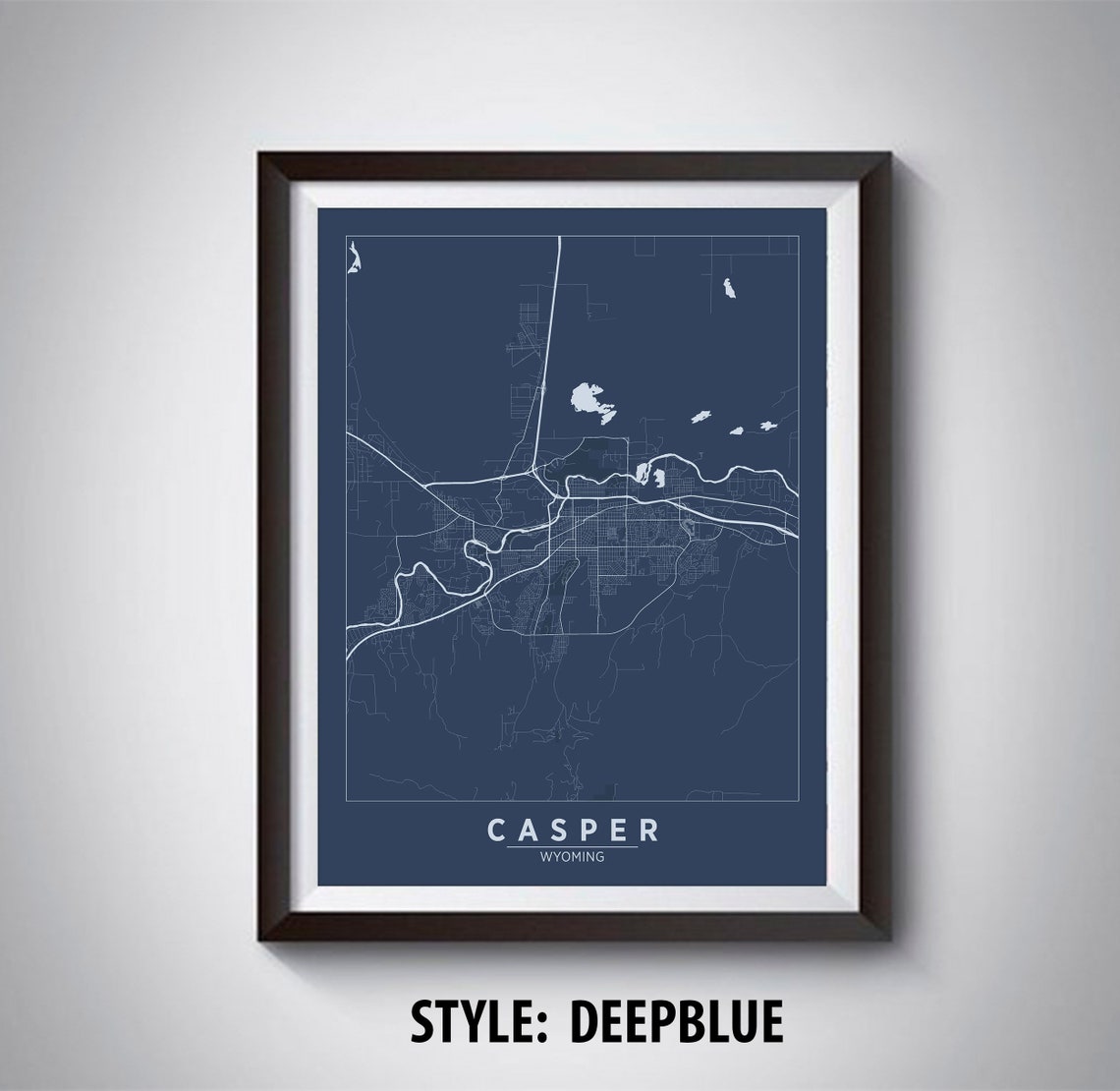 Map of Casper WY Casper Map Casper Poster Office Décor - Etsy