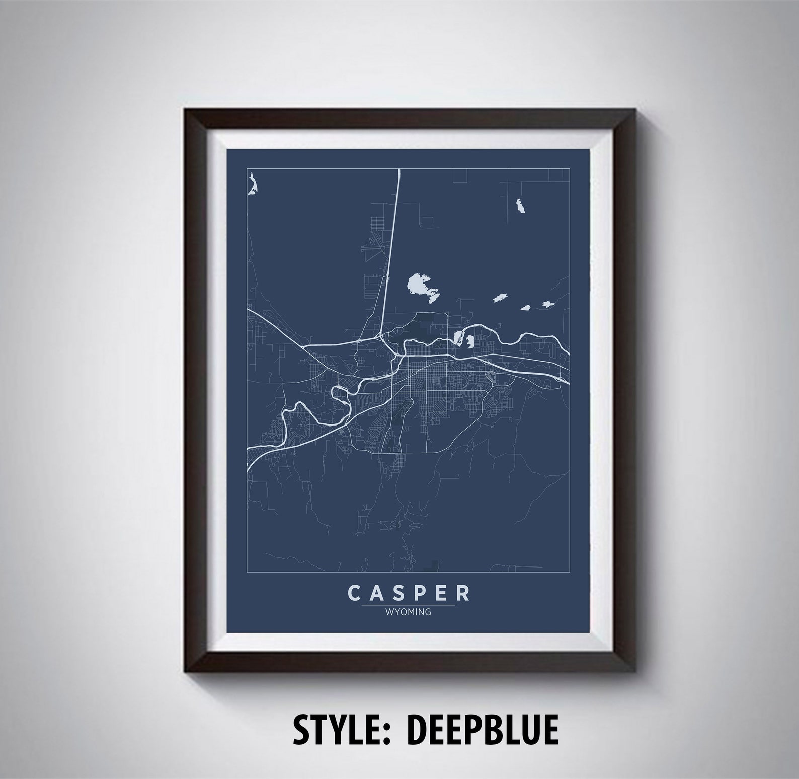 Map of Casper WY Casper Map Casper Poster Office Décor - Etsy
