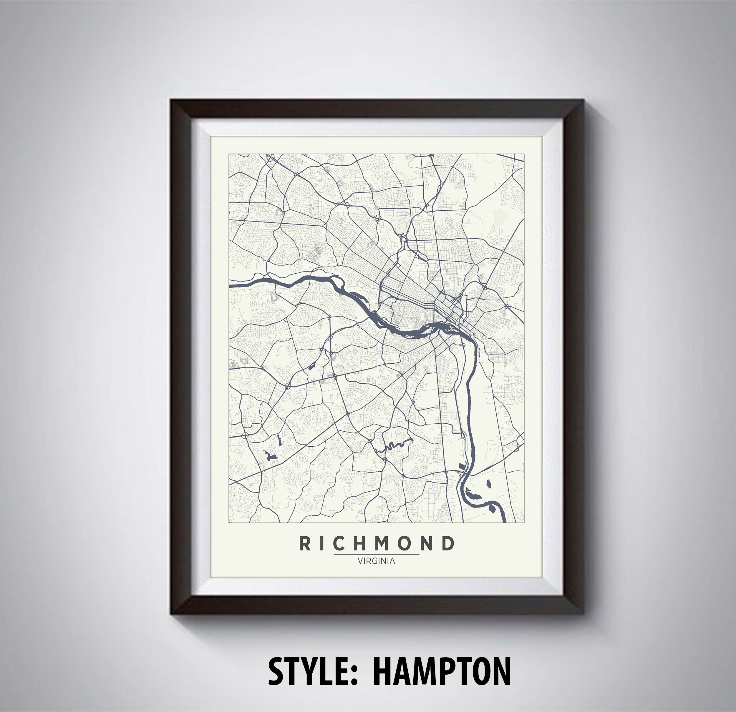 Map of Richmond VA Richmond Map Richmond Poster Office - Etsy