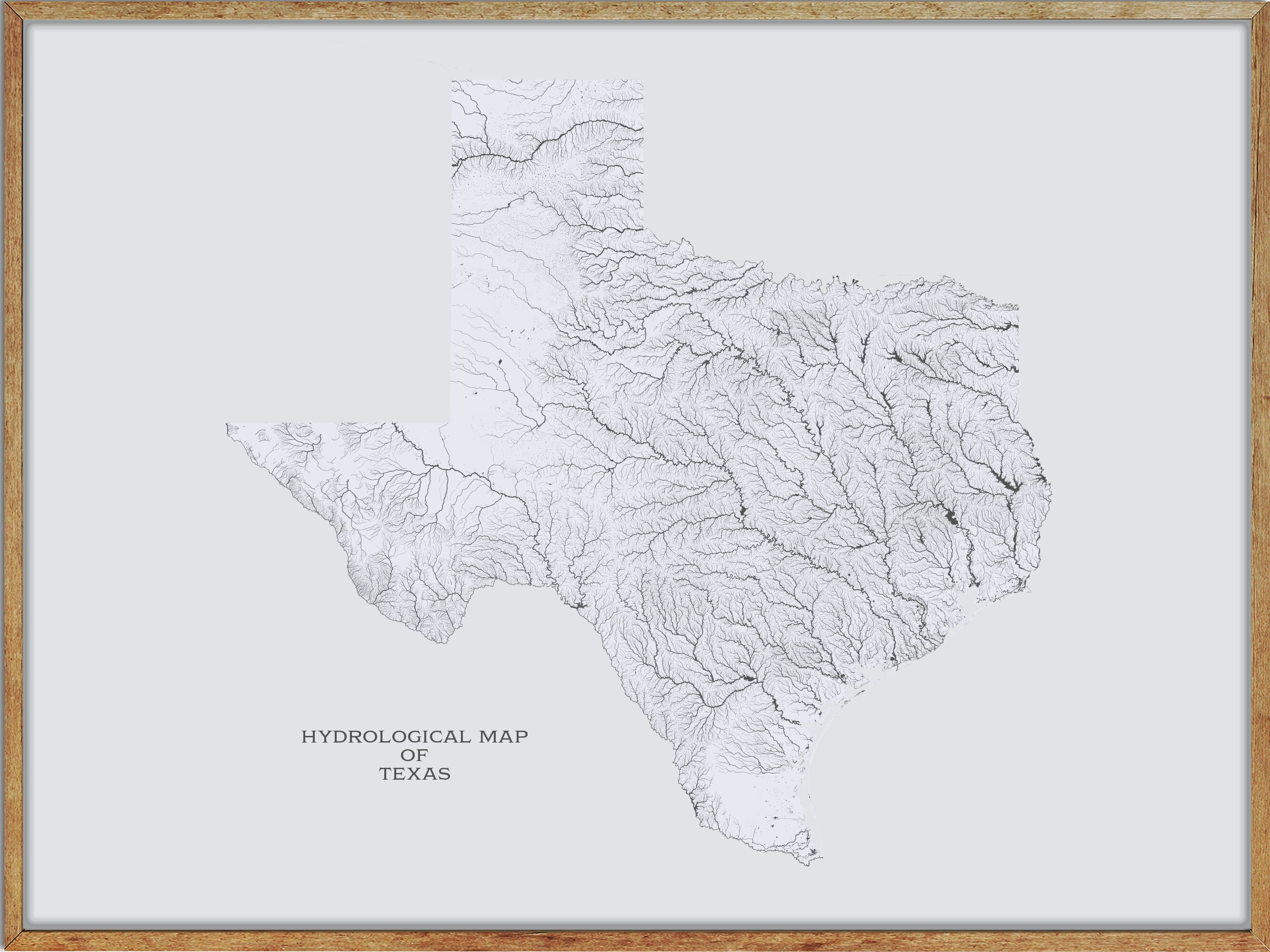 Texas Rivers and Lakes Map: Hydrological Poster - Etsy