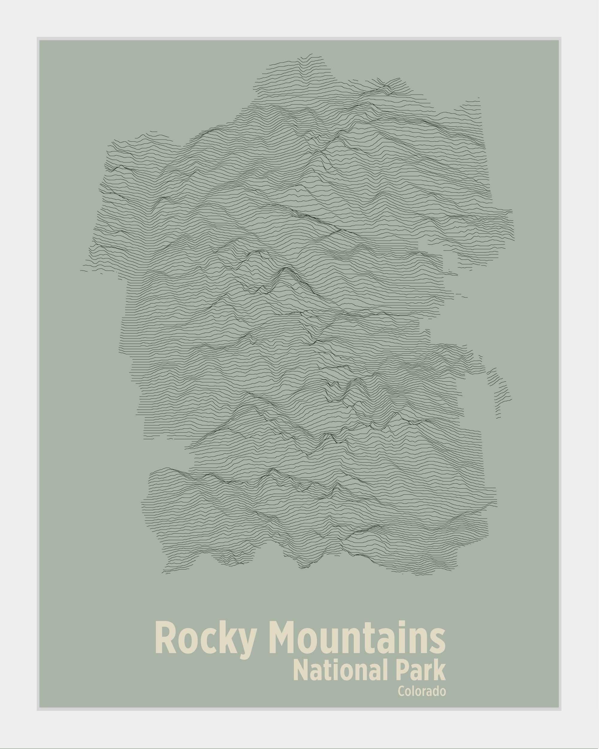 Rocky National Park Ridgeline Map - Geographic Contours Print of Ridges ...