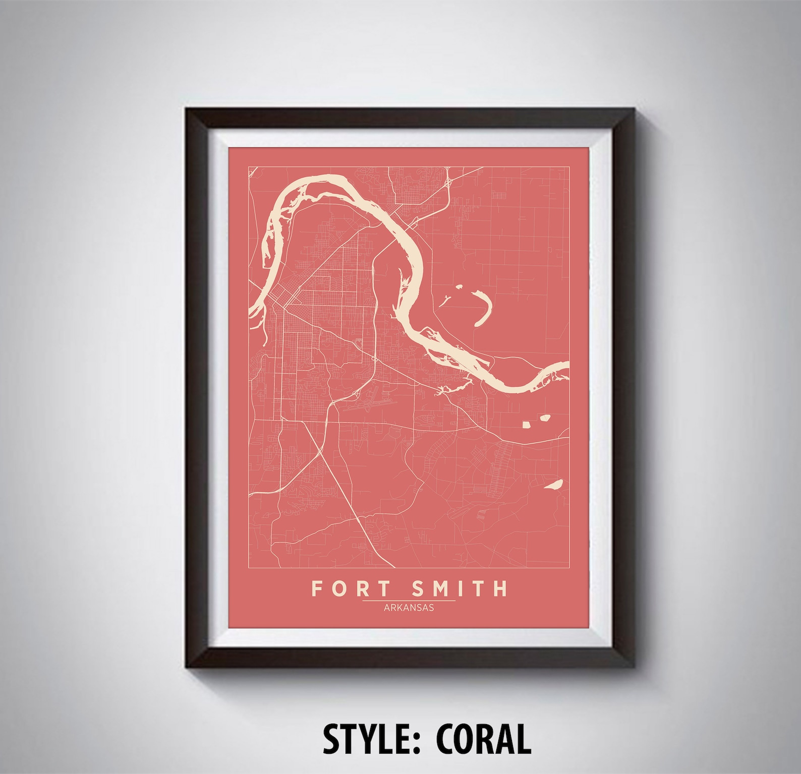 Map of Fort Smith, AR Fort Smith Map Fort Smith Poster Office Décor ...