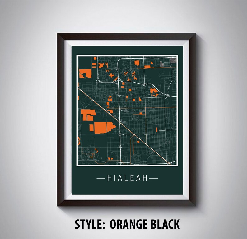 Map of Hialeah FL Hialeah Map Hialeah Poster Office | Etsy