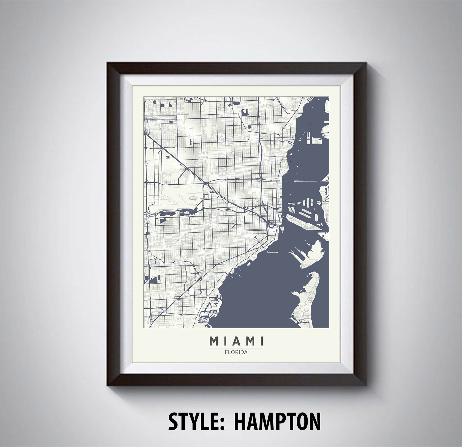 Map of Miami FL Miami Map Miami Poster Office Décor - Etsy