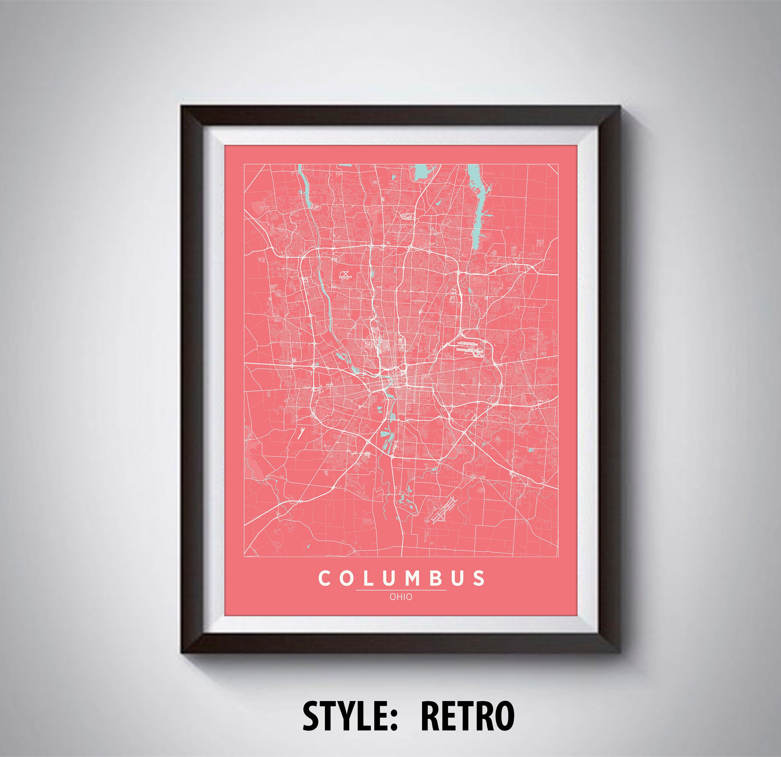 Map of Columbus OH Columbus Map Columbus Poster Office - Etsy