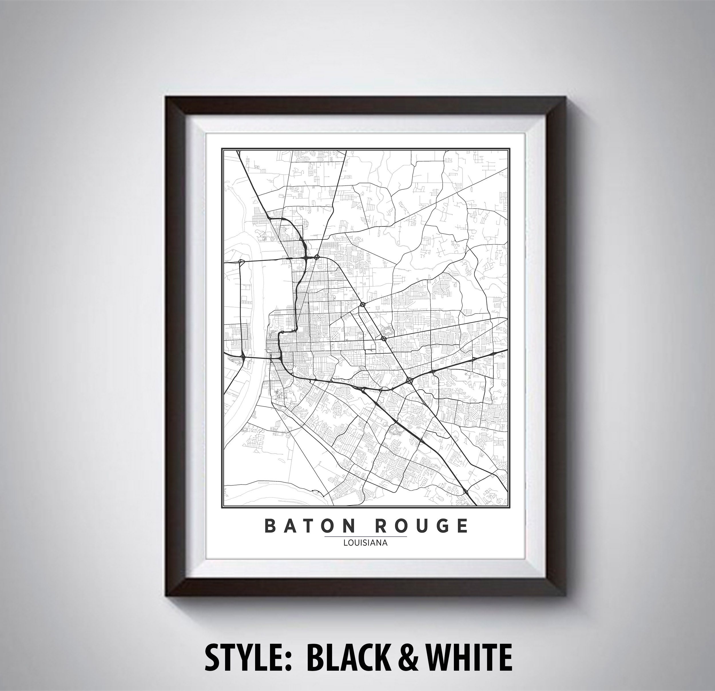 Map of Baton Rouge LA Baton Rouge Map Baton Rouge Poster - Etsy