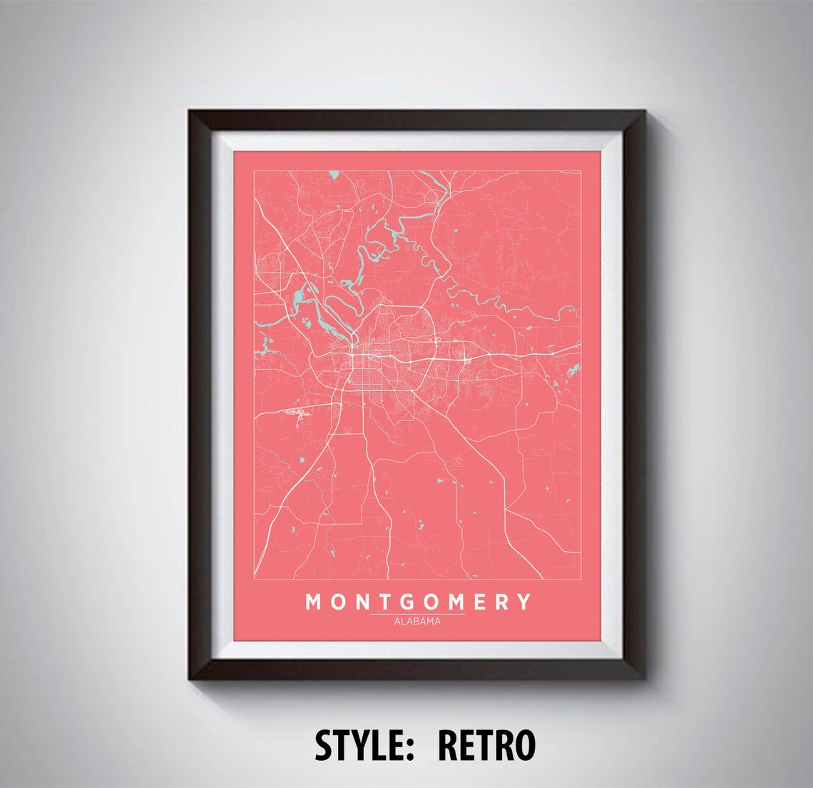 Map of Montgomery AL Montgomery Map Montgomery Poster | Etsy