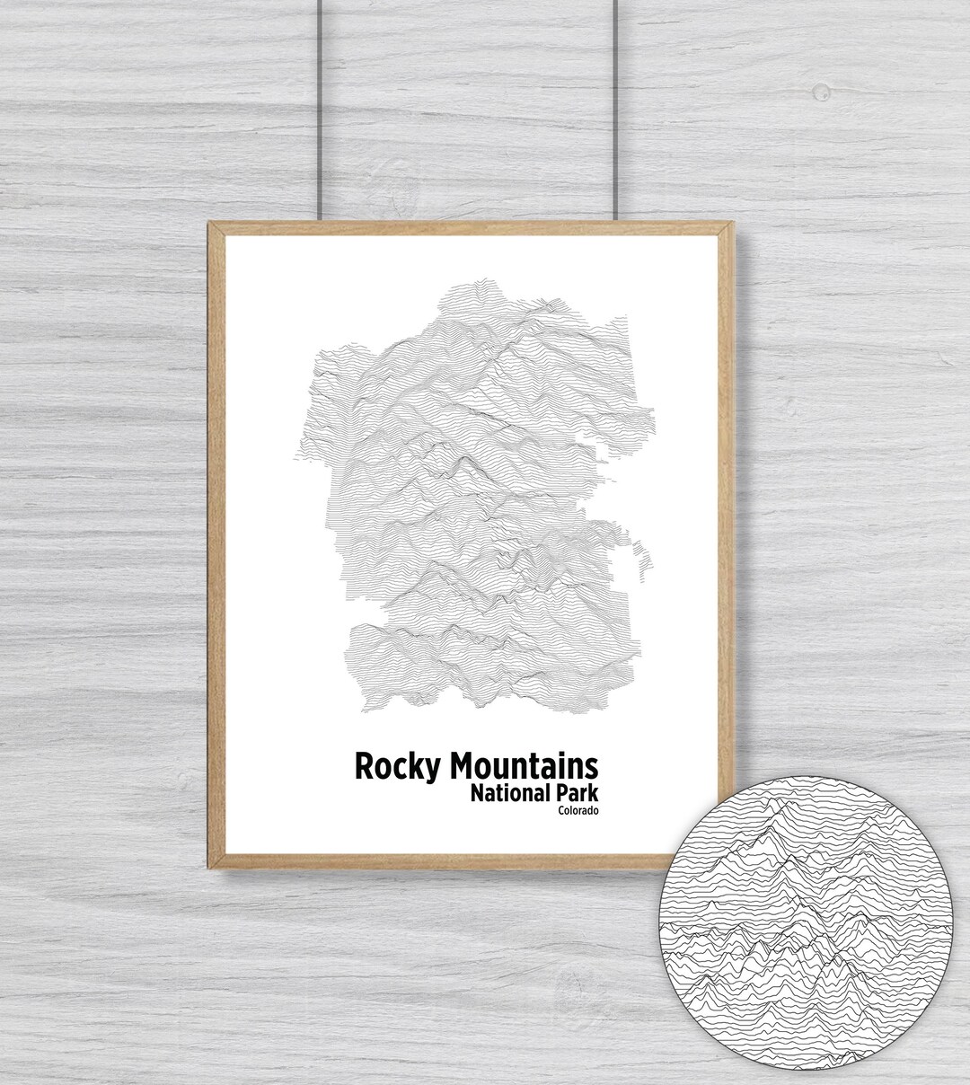 Rocky National Park Ridgeline Map - Geographic Contours Print of Ridges ...