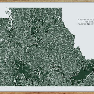 PNW Rivers and Lakes Map: Pacific Northwest Hydrological Poster - Etsy