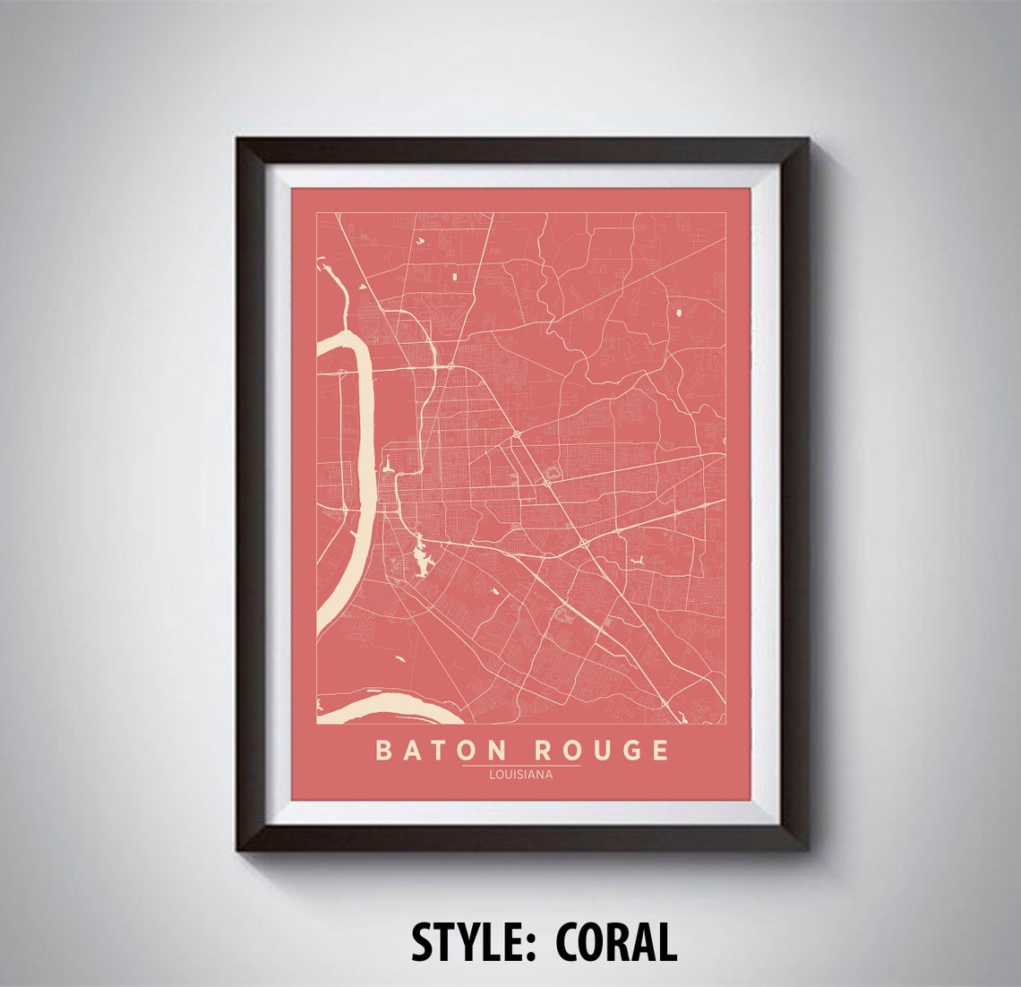 Map of Baton Rouge LA Baton Rouge Map Baton Rouge Poster - Etsy