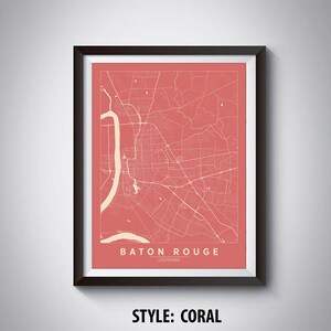 Map of Baton Rouge, LA - Baton Rouge Map - Baton Rouge Poster - Office ...