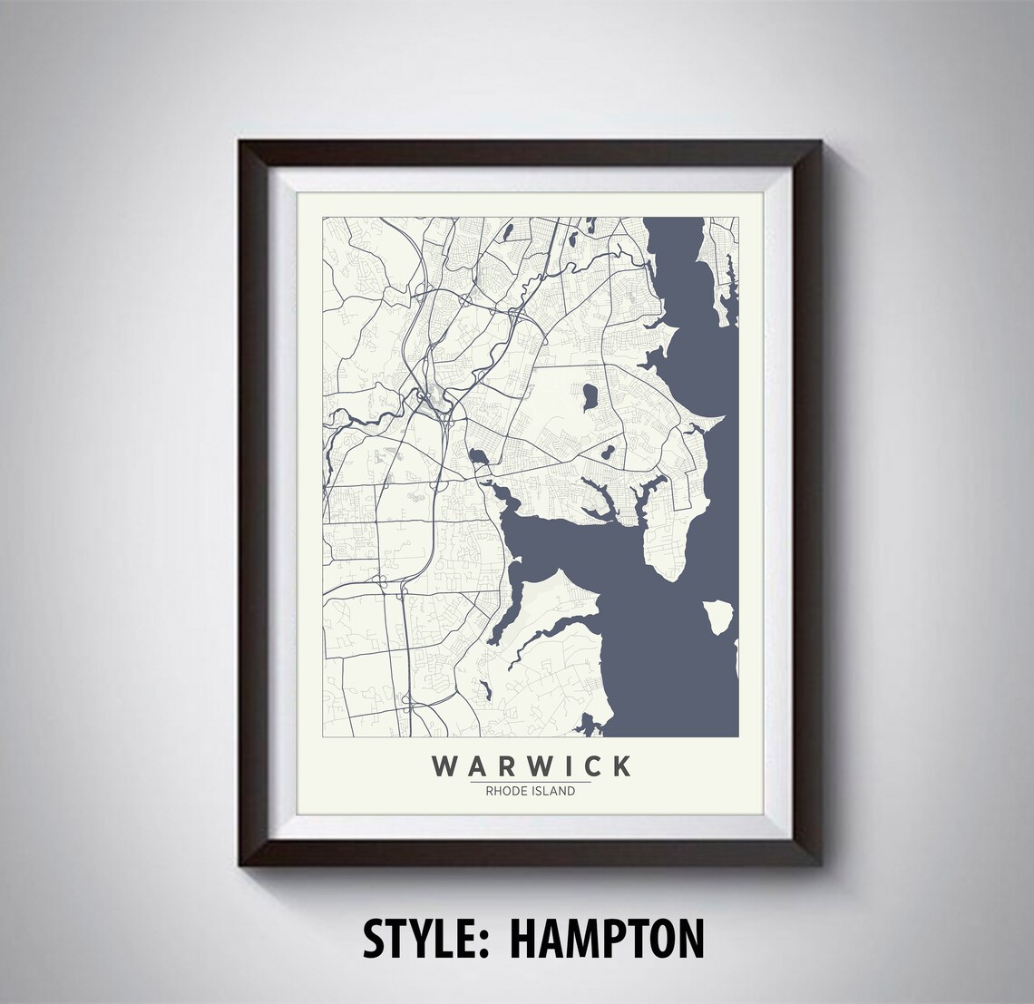 Map of Warwick RI Warwick Map Warwick Poster Office | Etsy