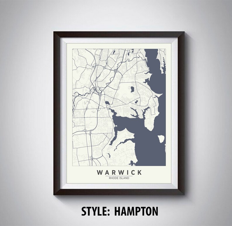 Map of Warwick RI Warwick Map Warwick Poster Office | Etsy