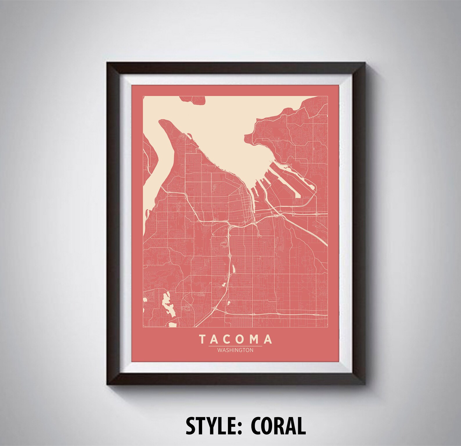 Map of Tacoma WA Tacoma Map Tacoma Poster Office Décor | Etsy