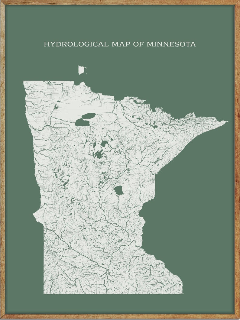 Minnesota Rivers and Lakes Map Poster: Hydrological Art Print - Etsy