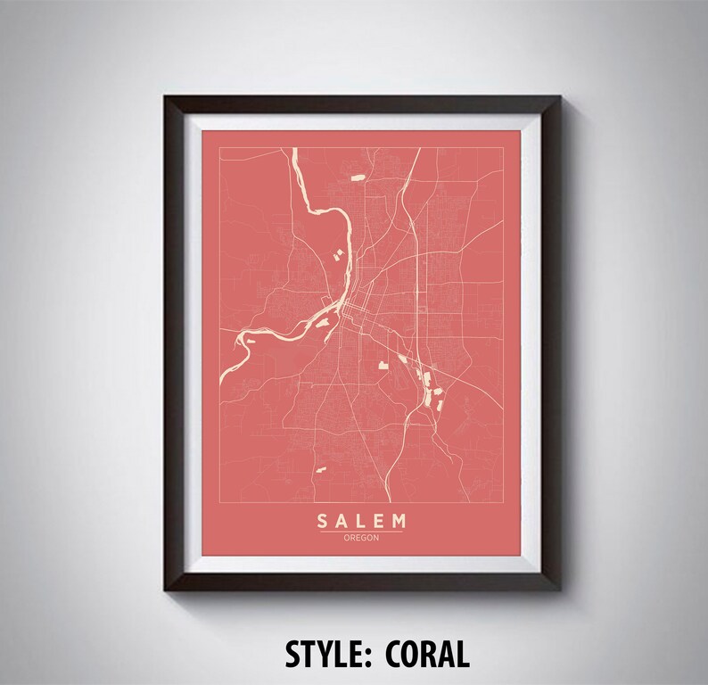 Map of Salem OR Salem Map Salem Poster Office Décor - Etsy