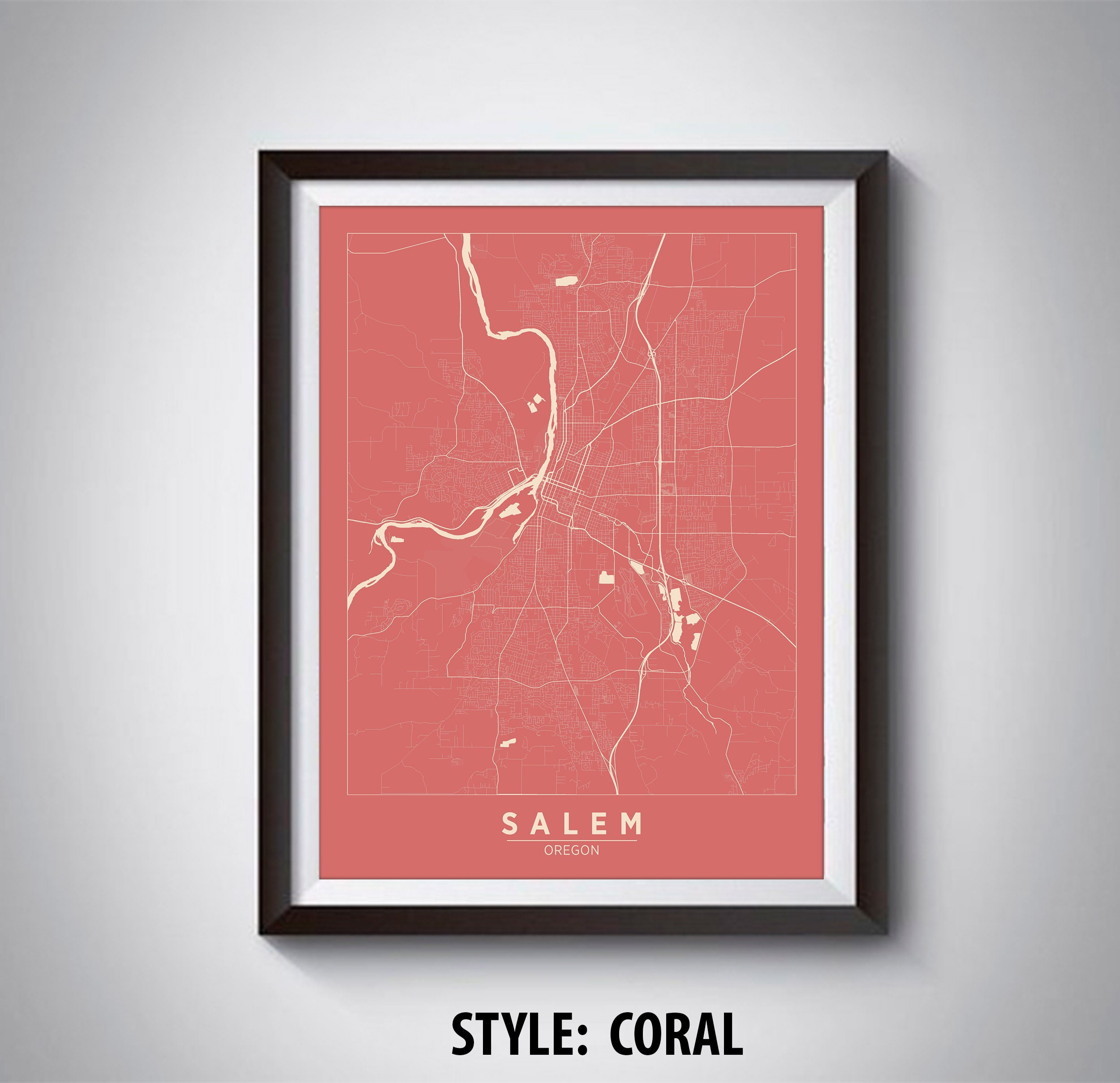 Map of Salem OR Salem Map Salem Poster Office Décor - Etsy