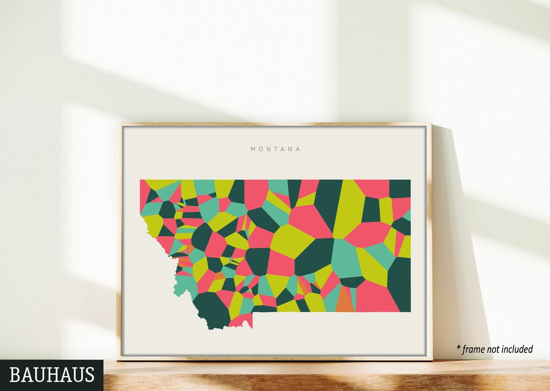 Montana Polygon Map Print, Dimensional Midcentury Wall Art, Montana ...