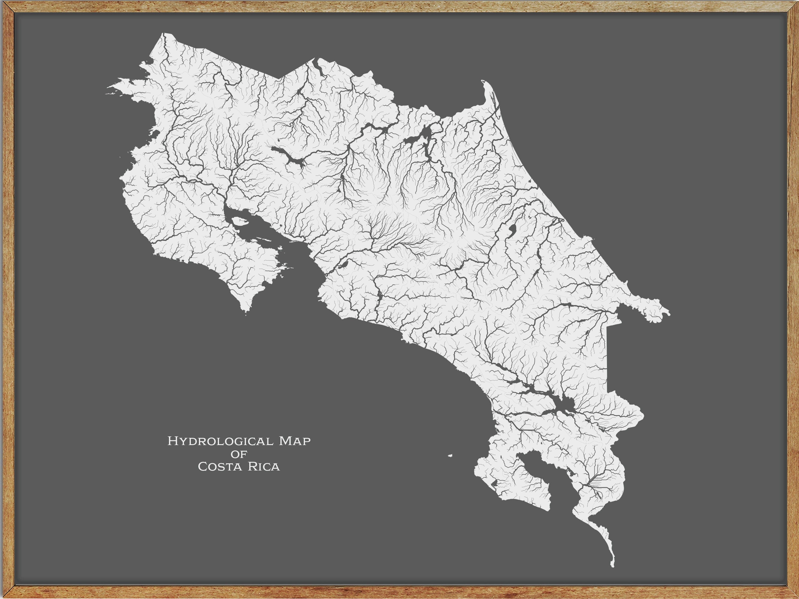 Mapa Hidrológico de Ríos y Lagos de Costa Rica Mapa del - Etsy México